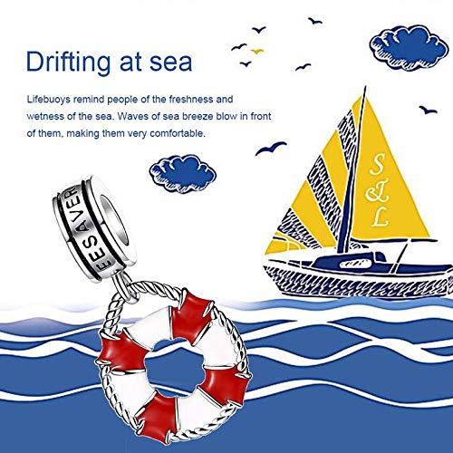 Bolenvi Lifesaver Lifeguard Life Guard Pool Beach 925 Sterling Silver Charm Bead for Pandora & Similar Charm Bracelets or Necklaces