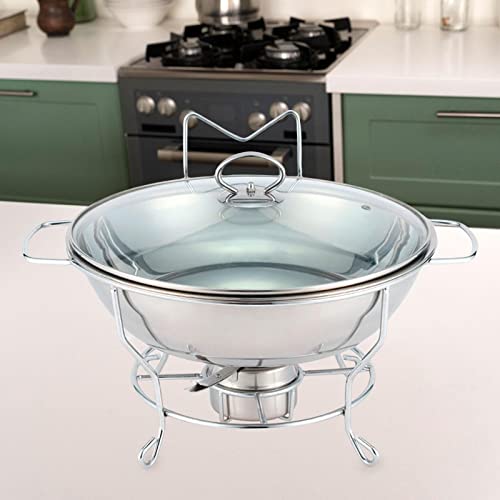 MagiDeal Round Buffet Chafer Multifunction with Lids 3.5L Portable Large Capacity Warming Tray Serving Tray Holder Chafing Dish for Catering Parties