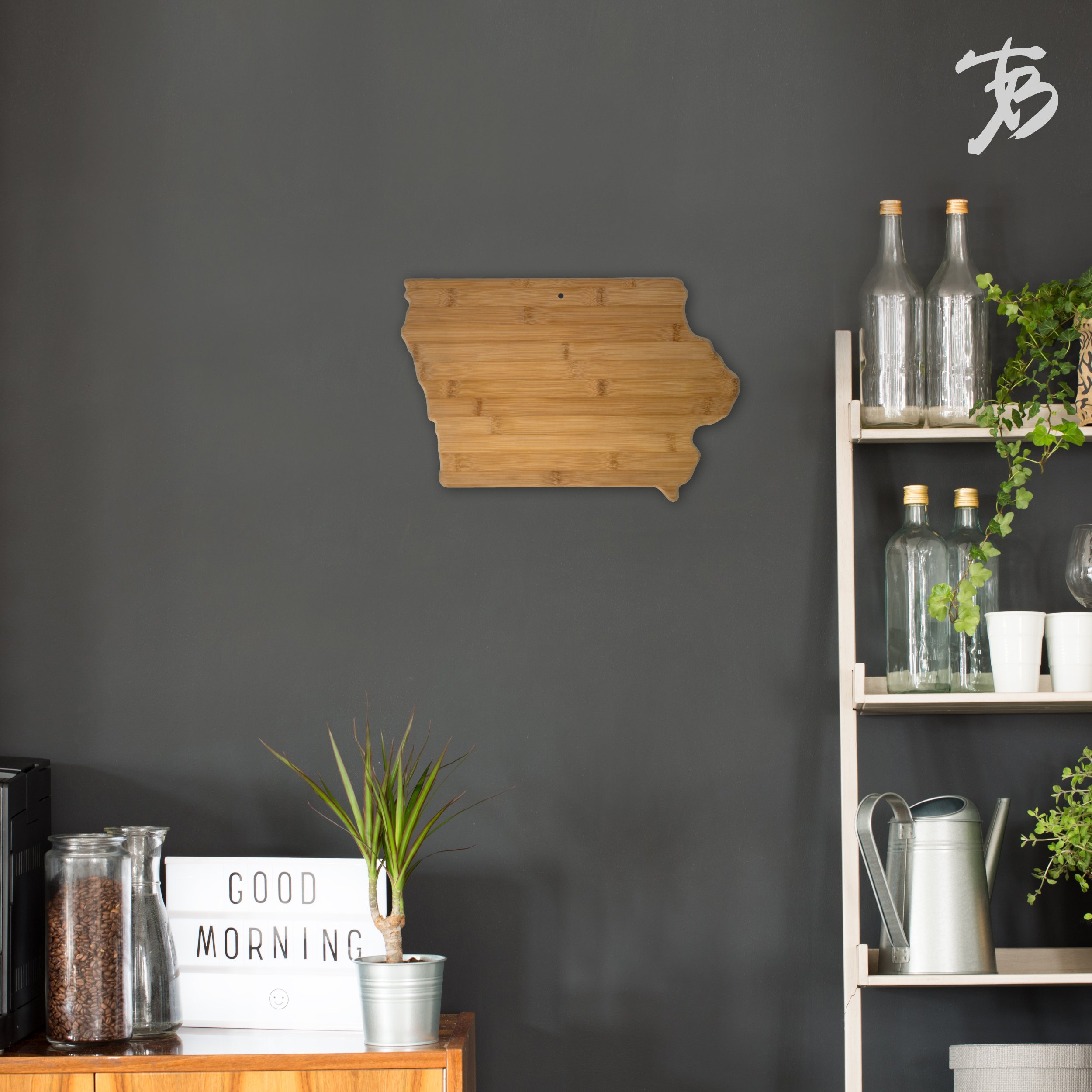 Totally Bamboo Iowa State Shaped Bamboo Serving & Cutting Board