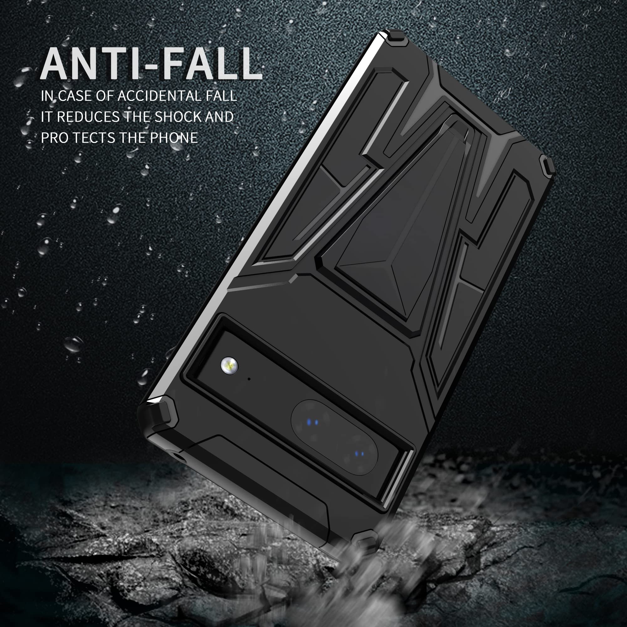 Compatible for Pixel 7 Case with Stand Military Grade Drop Protection Shockproof Matte Textured Bumper Dual Layer Rugged Heavy Duty Protective Cover Google Pixel 7 Case Green