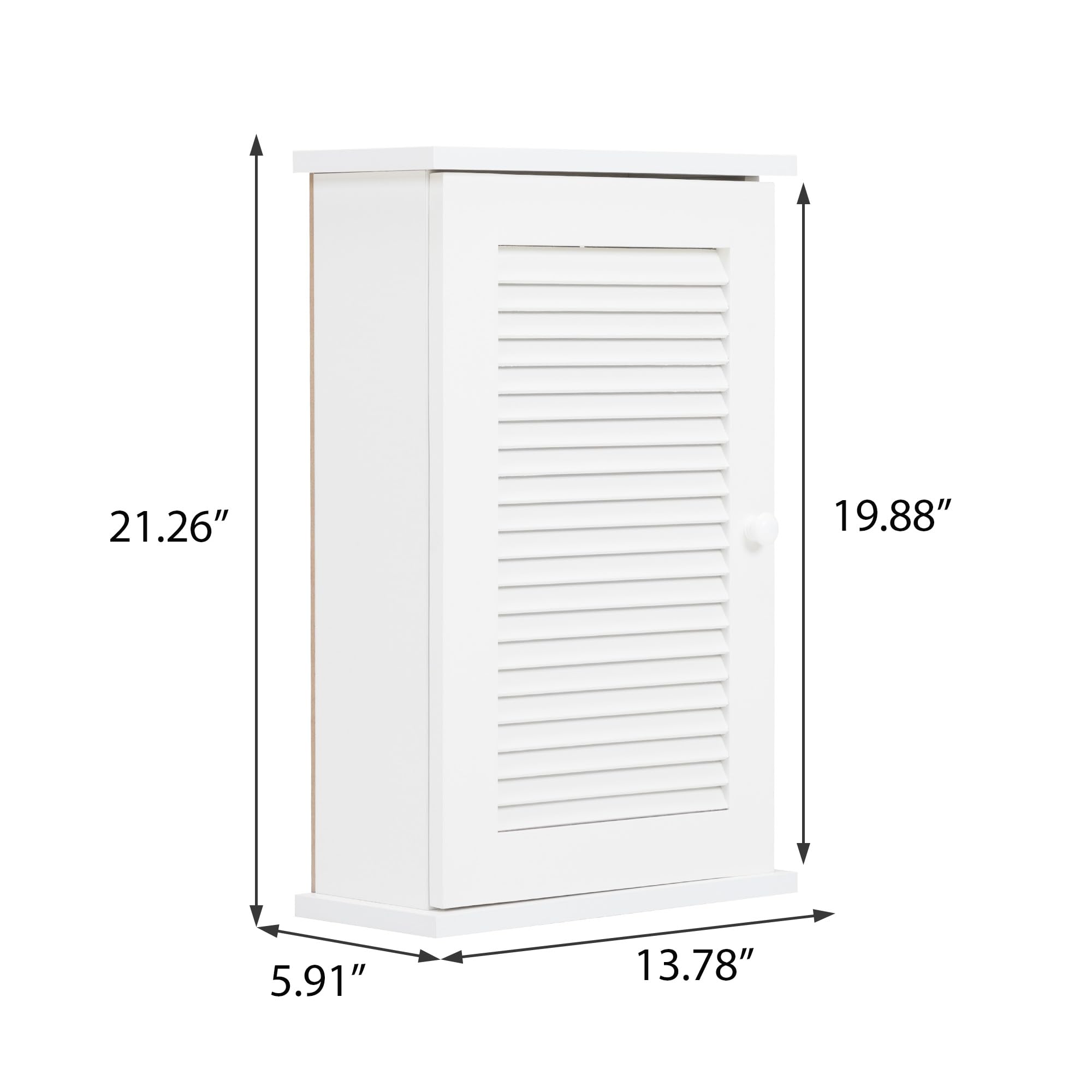 JAXPETY Bathroom Wall Cabinet 3-Tier Storage Organizer with Single Louvered Door,Wooden Medicine Cabinets with Adjustable Shelf for Bathroom&Living Room,White