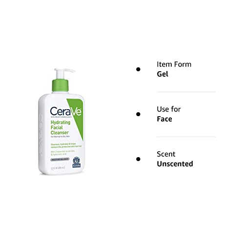 CeraVe Hydrating Facial Cleanser, Normal To Dry, 12 Ounces each, Pack of 3