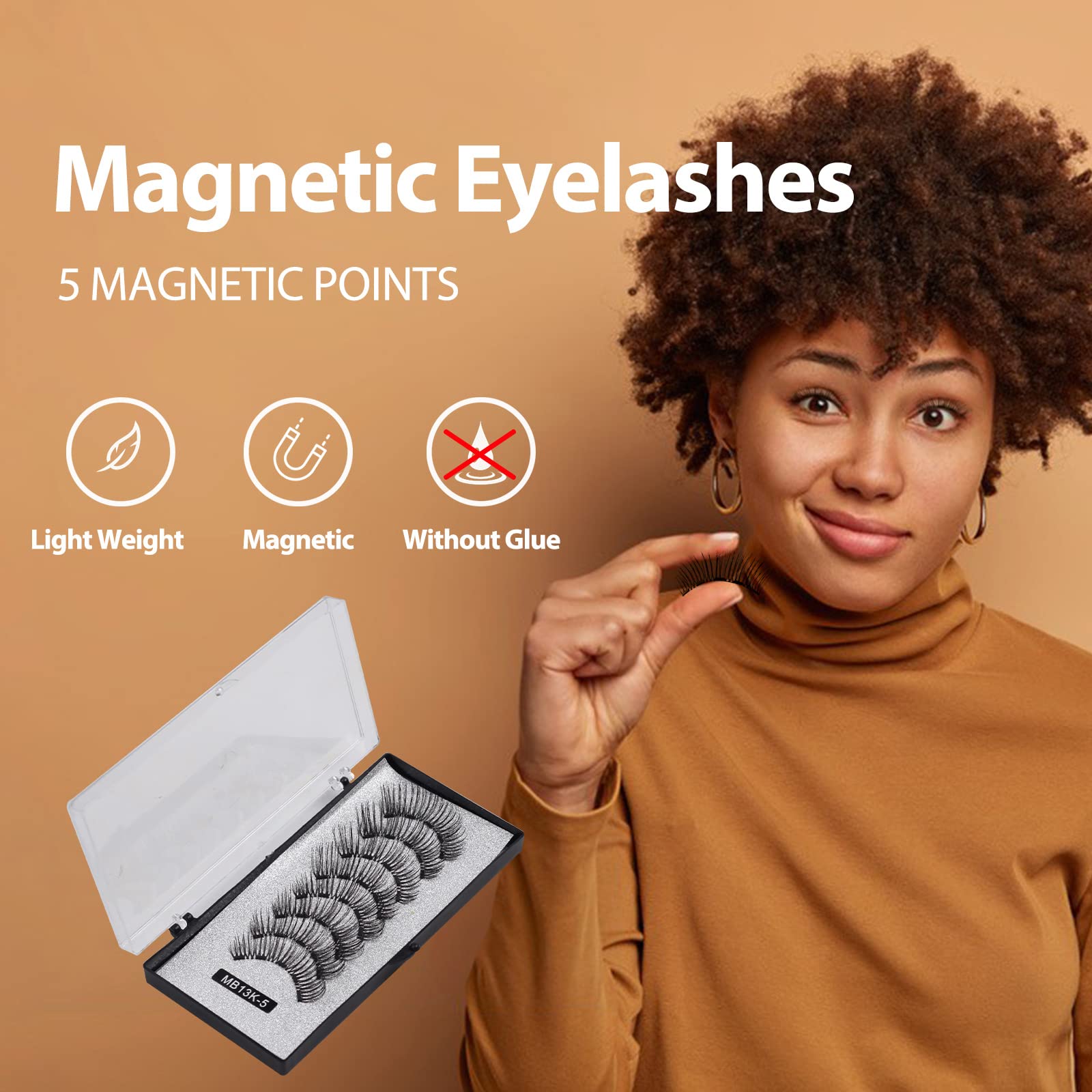 Dual Magnetic Eyelashes, Magnets False Eyelashes NO Eyeliner or Glue Needed, Natural Lashes 3D Effect Fake Eyelashes 2 Pairs Pack with Tweezers