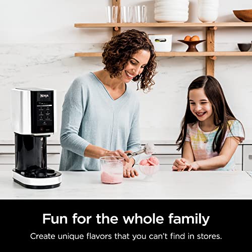 Ninja NC301 CREAMi Ice Cream Maker, for Gelato, Mix-ins, Milkshakes, Sorbet, Smoothie Bowls & More, 7 One-Touch Programs, with (2) Pint Containers & Lids, Compact Size, Perfect for Kids, White