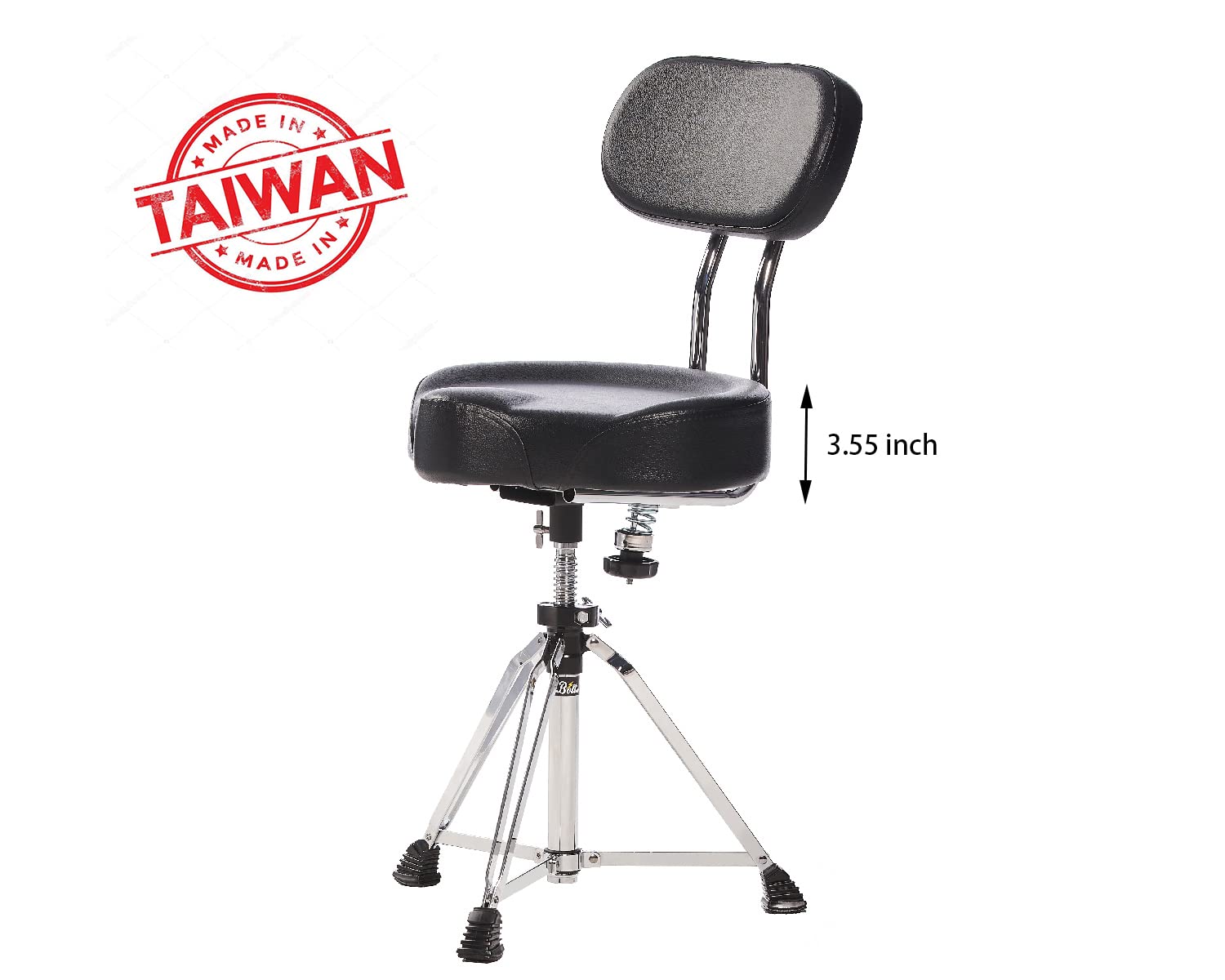 Boltd Drum Throne Made in Taiwan Adjustable Motorcycle Style with Large Backrest Seat Comfortable Drum Set Percussion Stool