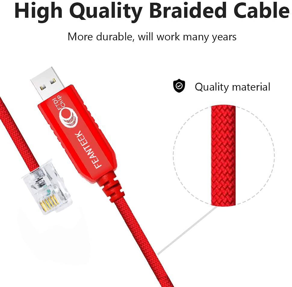 Feanteek USB to RJ12 Cable for Meade #507 Cable LX200 & LX-ACF Models Meade LX600 Telescopes Upgrade Control Console Cable(1.8M)