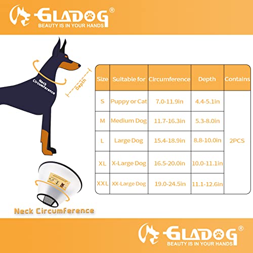 Soft Dog Cone Collar, 2 PCS (for Exact Size) Flexible Plastic Cone for Dogs After Surgery, Dog Recovery Collar, Adjustable E-Collar for Large/Medium/Small Dogs Cat, Comfy Elizabethan Collar (M)