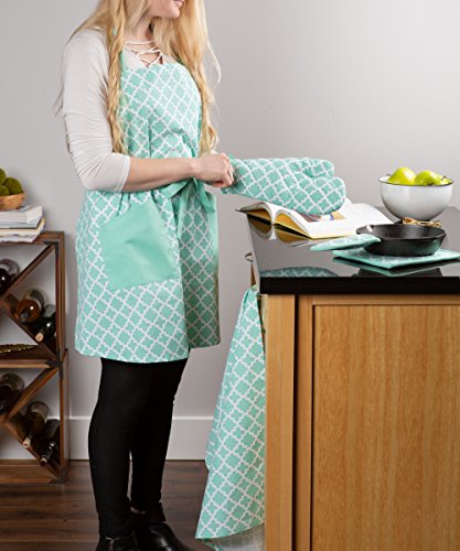 DII Lattice Basics Collection Kitchen Essentials, Apron, Aqua