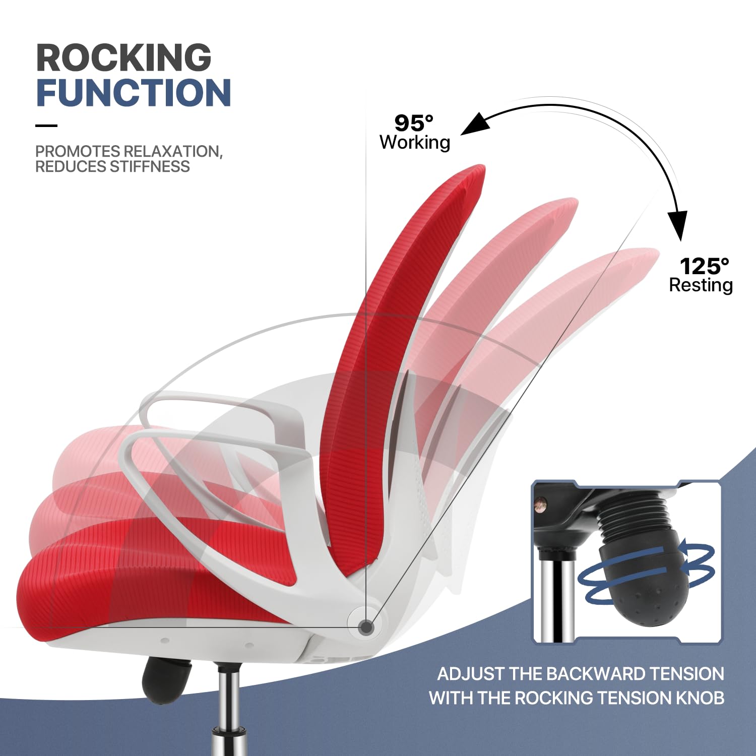 MoNiBloom Ergonomic Mesh Office Chair with Lumbar Support and Flip-up Arms, Home Office Height Adjustable Swivel Task Chair with Soft Seat and Ergonomic Backrest for Pain Back, 250 BLS, Red