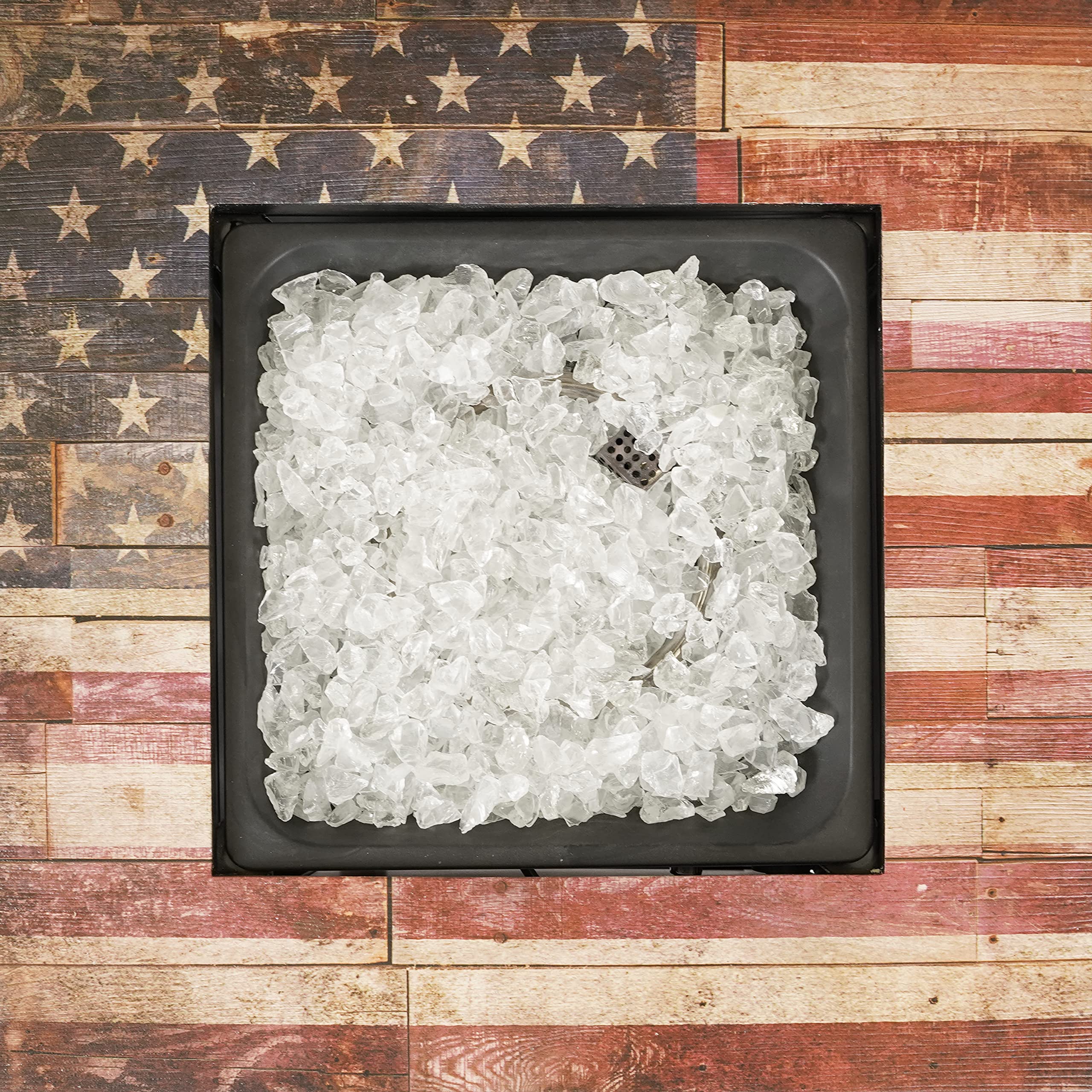 Endless Summer, The Liberty, Square 30" Outdoor Propane Fire Pit, Includes White Fire Glass, Protective Cover, and Patented Hide-Away Door