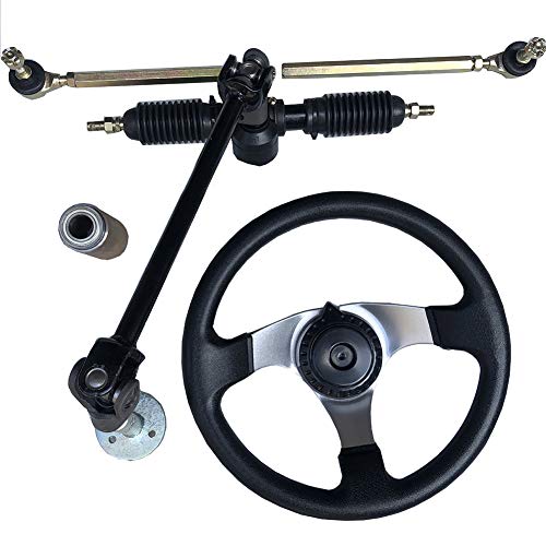 Niome Go-Kart Steering Wheel Kit, 300mm Steering Wheel 320mm Gear Rack Pinion Adjustable Shaft Set,Assembly Replacement for Go Kart Go Cart ATVĀ UTV 110cc 125cc 140cc 150cc