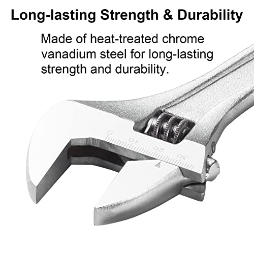 Jetech 8 Inch Adjustable Wrench - Professional Shifter Spanner with Wide Caliber Opening
