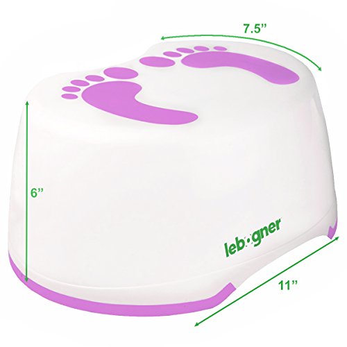 Child Step Stool by Lebogner - Comfortable Anti-Slip Foot Stool Perfect for Toddler Toilet Training Or Kids Bathroom for Brushing Teeth Or Washing Hands, Purple Stepping Stool for Boys and Girls