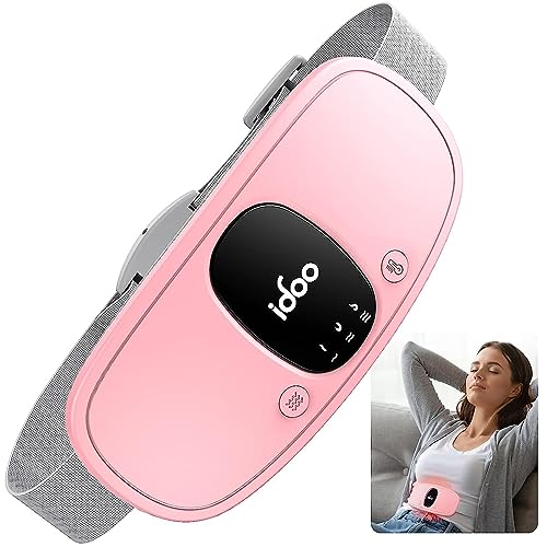 Period Heating Pads for Cramps, iDOO Portable Cordless Menstrual Heating Pad, FSA HSA Eligible, 3 Heat Levels and 3 Massage Modes, Fast Heating, Gifts for Women and Girl (Pink)