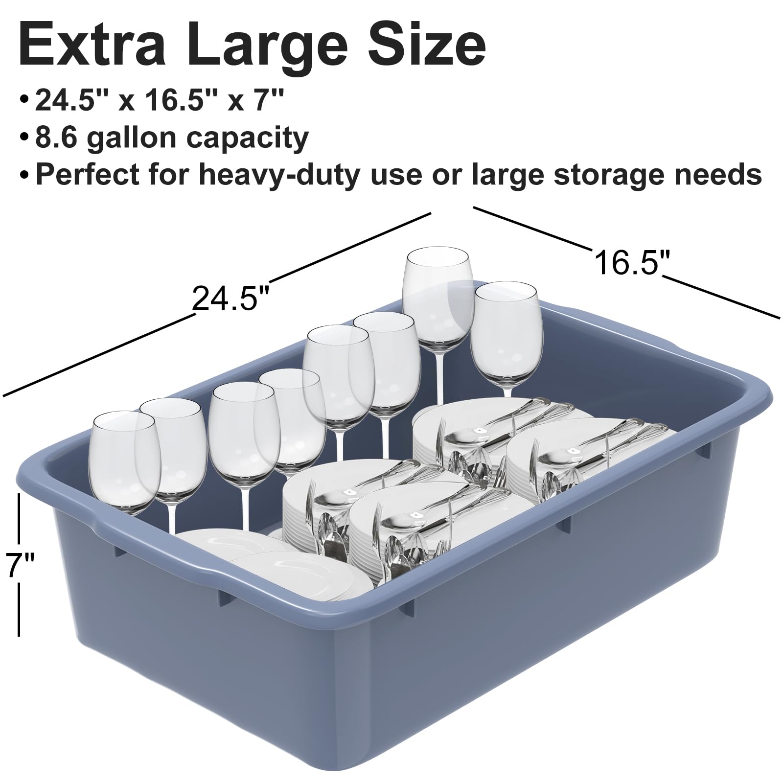 DUNCHATY 8.6 Gallon Plastic Bin Bus Tubs - 33L Commercial Plastic Bus Box Utility Box - Wash Basin Tote Box for Restaurant Kitchen Organization and Storage(1 pack)