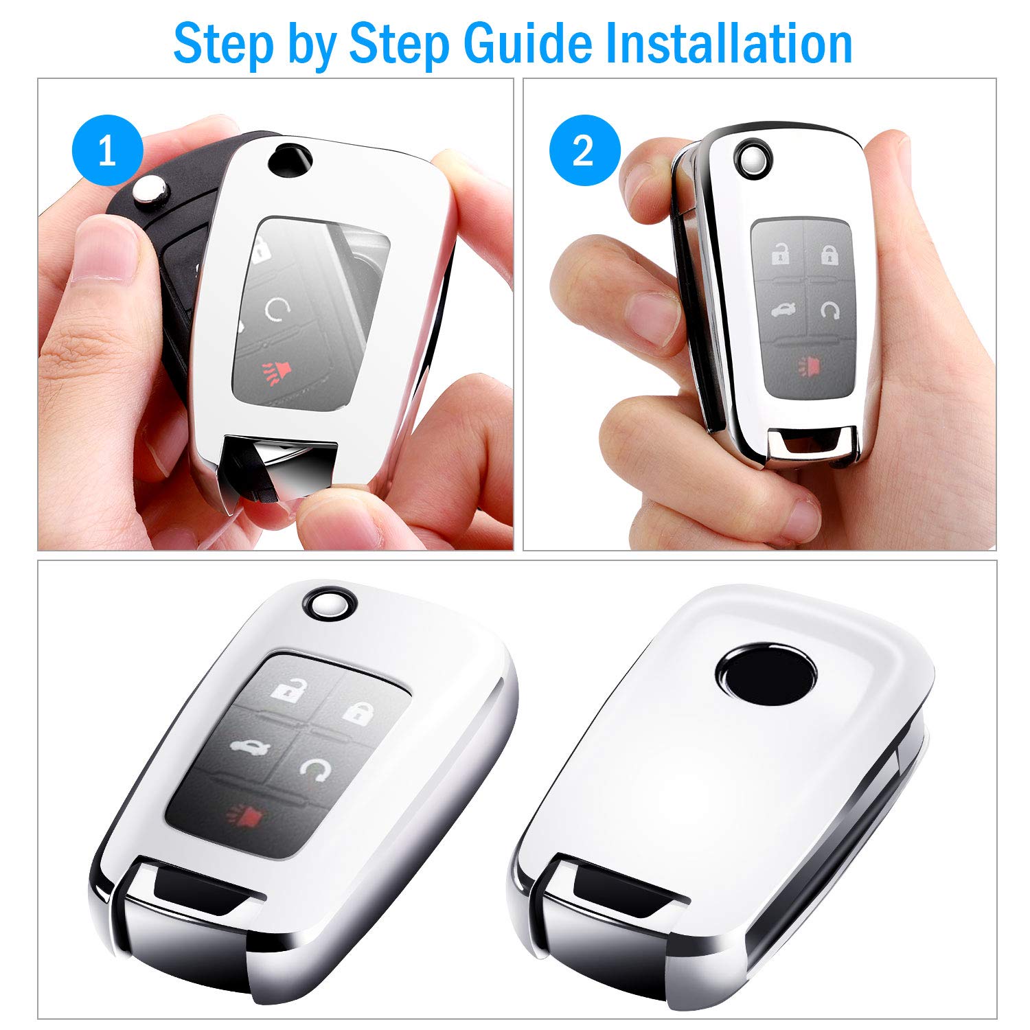 COMPONALL for Chevrolet Key Fob Cover, for Chevrolet Camaro Cruze Equinox