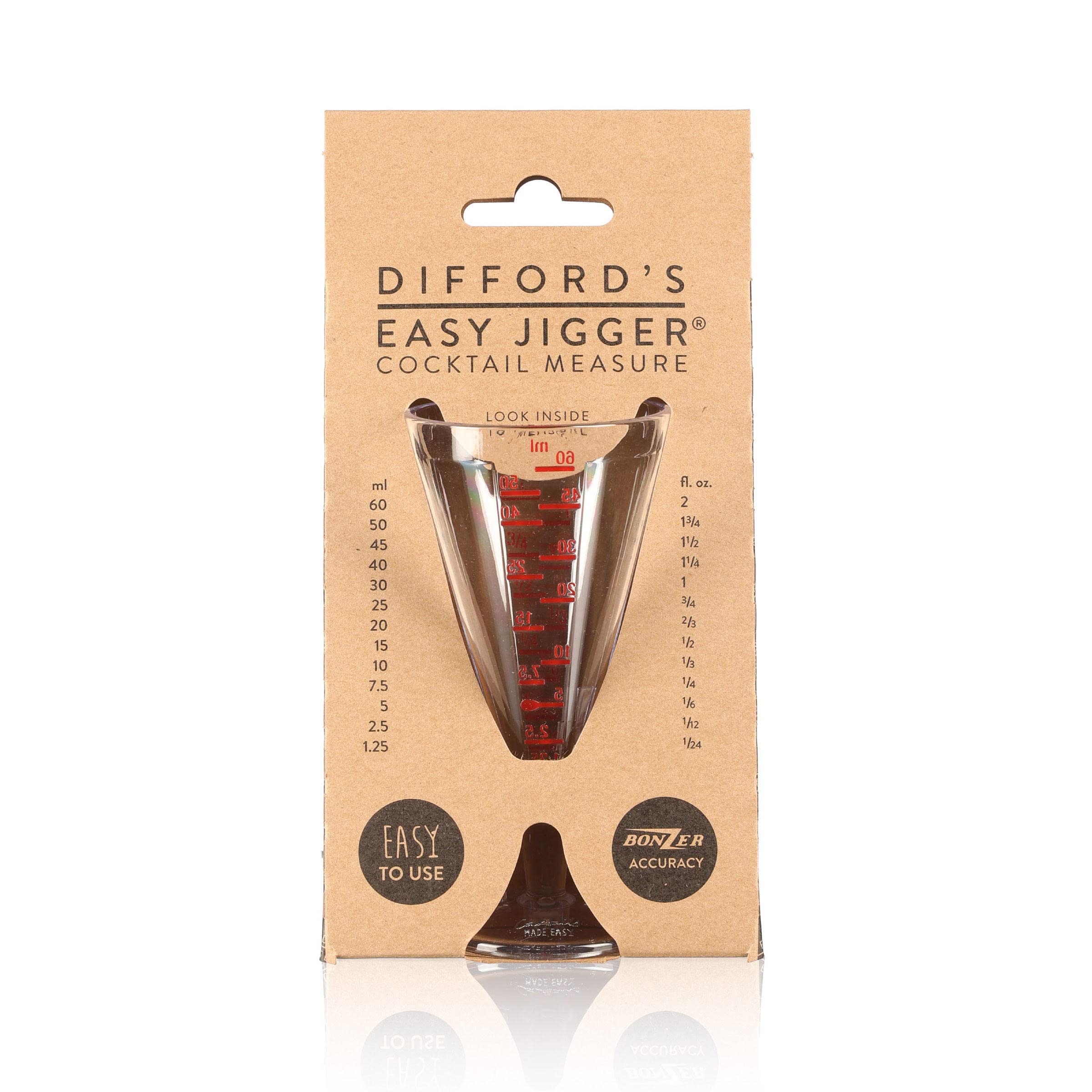 Easy JiggerÂź Spirit Measure by Diffordâs Guide and Bonzer | Cocktail Jigger Spirit Measures (25ml, 50ml, 60ml) for Unbeatable Accuracy| Single or Double Shot Alcohol Measure