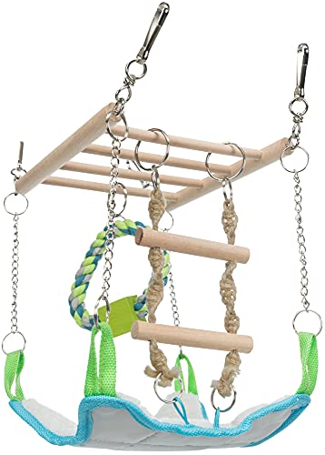 TRIXIE Small Animal Suspension Bridge with Hammock, Rope Ladder, and Ring, Cage Accessory for Ferrets, Rats