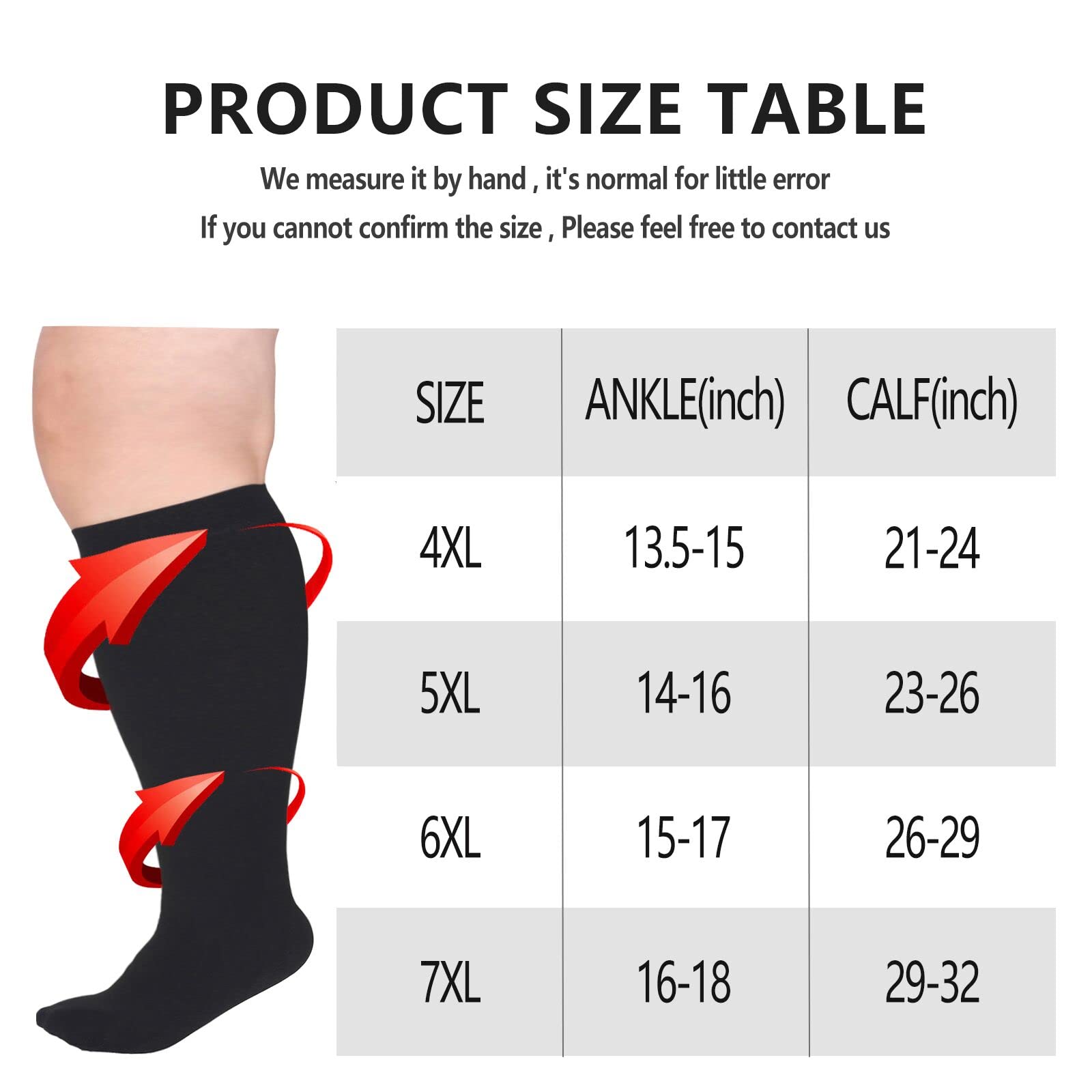 Compression Socks For Women Men,Plus Size Compression Socks Men Women,Wide Calf Compression Stockings Support Socks,Extra Large 20-30 mmhg Thigh High Knee Socks Up to 7XL.Compression Socks
