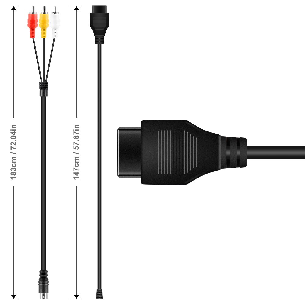 SENHAI Controller Kit for Sega Genesis, 2 Pack 6-Button Controller for Classic Sega Genesis and a 6 Feet Standard AV Cable RCA Connection Cord for Sega Genesis 2 & 3