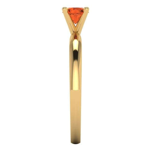 Clara Pucci 0.50ct Round Cut Solitaire Red Simulated Diamond Wedding Bridal Designer Anniversary Engagement Ring in Real 14k Yellow Gold