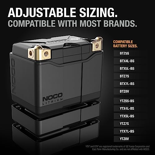 NOCO Lithium NLP5, Group 5, 250A Lithium LiFePO4 Motorcycle Battery, 12V 2Ah ATV, UTV, Jet Ski, 4 Wheeler, Quad, Riding Lawn Mower, Tractor, Scooter, PWC, Seadoo, Polaris and Generator Battery