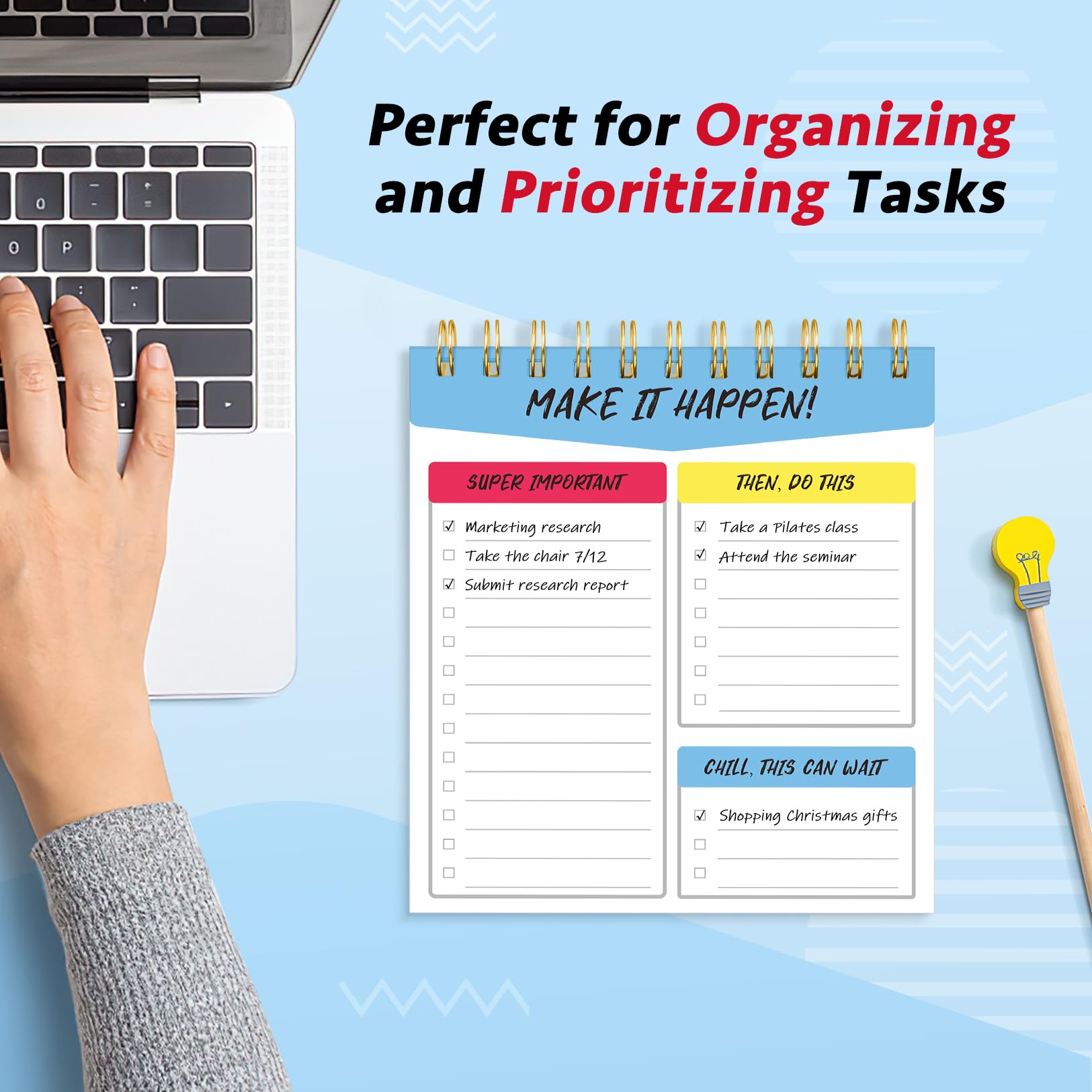 Daily To Do List Notepad - Undated Daily Planner 120 Pages, To Do List Notebook with Clear Cover, Boost Productivity Organize & Prioritize Your Tasks and Appointments, 6.5"x9.8" Notepads for Work,