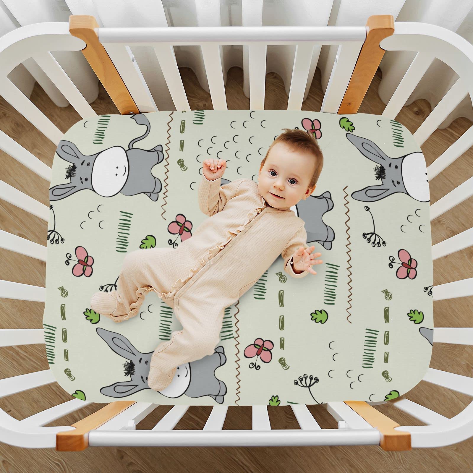Donkey Fitted Crib Sheet for Girls and Boys,Soft Breathable Baby Sheet for Standard Size Crib Mattress 21164309