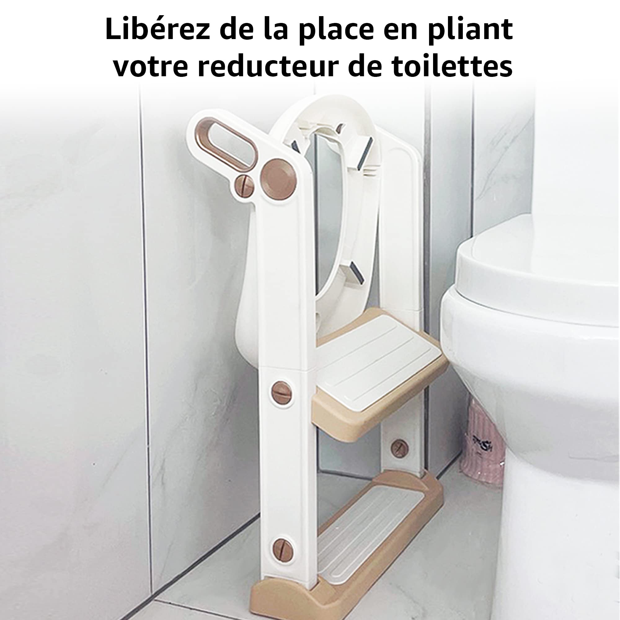 fefe | Baby Potty Training Seat with Step stool Ladder | Folding Child Toilet Seat | Non-slip Pads | Comfortable Washable Soft Cushion | Splash Guard and Safety Handles | White