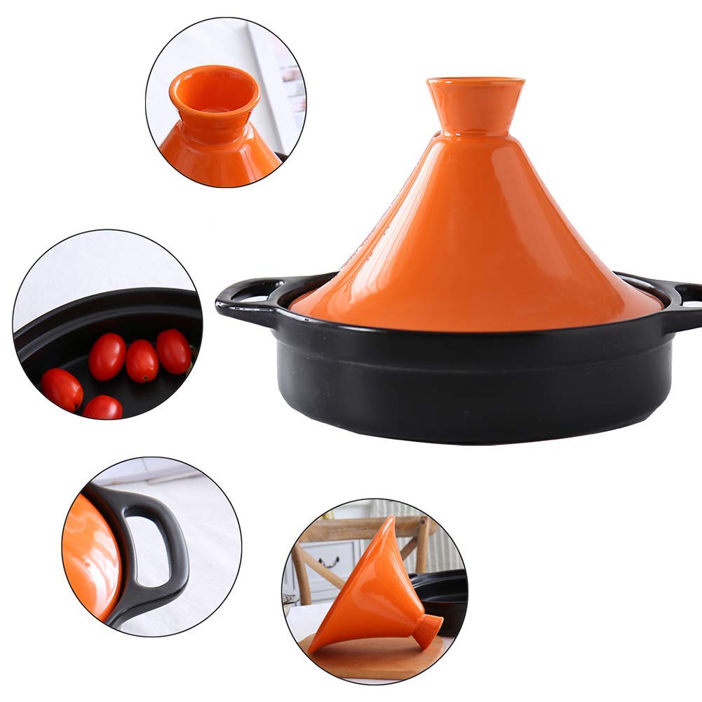 Casserole Dish with Lid Soup Pot Ceramic Tagine Pot, Tajine Cooking Pot Ceramic Pots for Cooking and Stew Casserole Slow Cooker with 2 Handle and Lid for Home Kitchen,Red