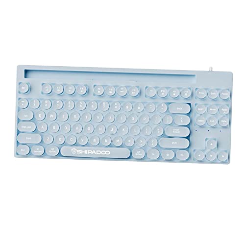 Durable Gaming Keyboard Scratchproof Replacement PP Keycap Rainbow Backlit Smooth Quick Response 87 Keys Wired Keypad for Laptop Desktop PC, Blue