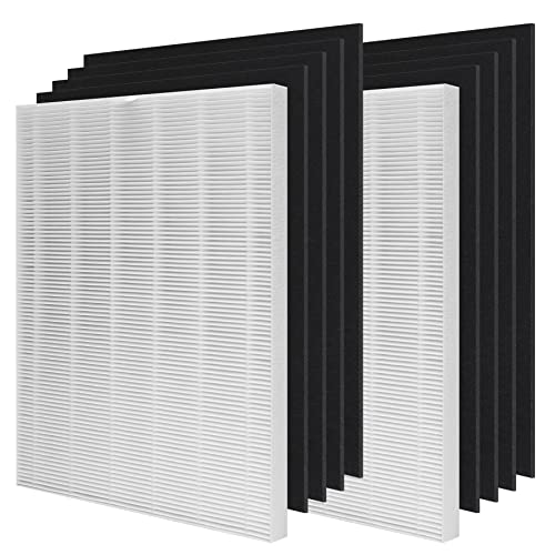 Hichoryer D360 True HEPA Replacement Filter D3, Compatible with Winix D360 Air Purifier, Part Number 1712-0101-02, 2 H13 True HEPA Filters & 8 Activated Carbon Filters