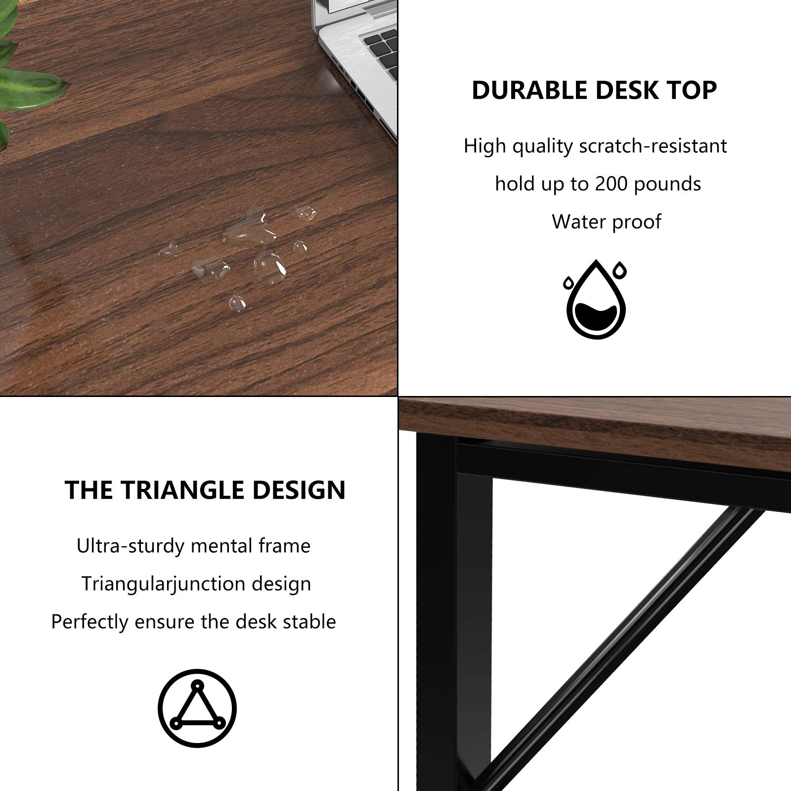 BOSSIN Computer Desk Table 39" Study Writing Table for Home Office,Modern Sturdy Office Desk for Small Spaces,Black and Brown(Brown)