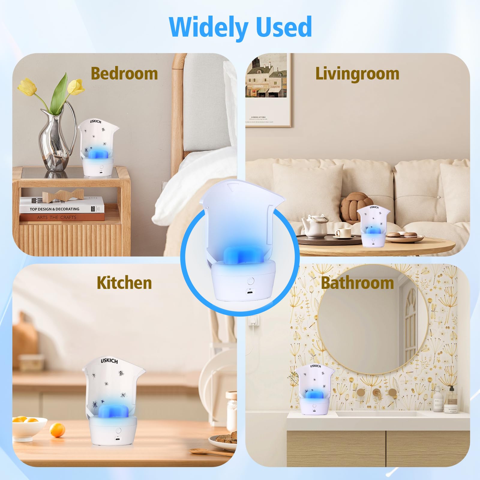 Flying Insect Trap with USB Rechargeable and Portable,Insect Catcher,Indoor Fly Trap with Night UV Light,Fruit Fly Traps for Gnat, Moth, Mosquito, Bug Light Insect Killer (1 Device+10 Glue Cards)