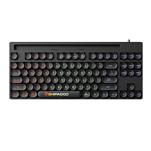 Durable Gaming Keyboard Scratchproof Replacement PP Keycap Rainbow Backlit Smooth Quick Response 87 Keys Wired Keypad for Laptop Desktop PC, Black