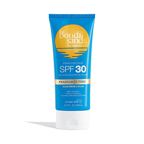 Bondi Sands Fragrance Free Sunscreen Body Lotion SPF 30 | Hydrating Broad Spectrum Protection, Sheer, Water Resistant | 5.07 Oz/150 mL