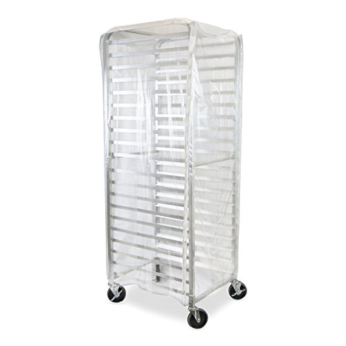 TrueCraftware - Durable Clear Plastic Cover for 20 Tier Commercial Kitchen Bun Pan Sheet Rack - 28 x 23 x 61 - Heavy Duty Plastic Sheet Pan Rack Cover with Zippers