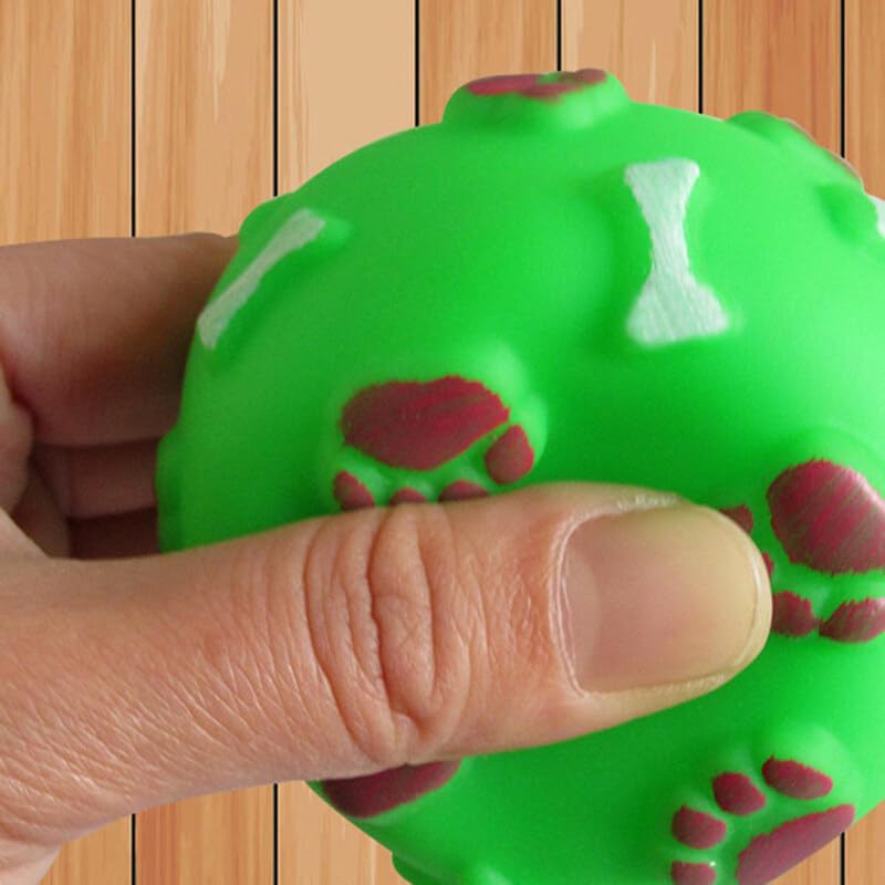 Interactive Squeaky Pet Chew Ball with Bone Print for Puppies, Dog Toy for Chewing and Dental Health