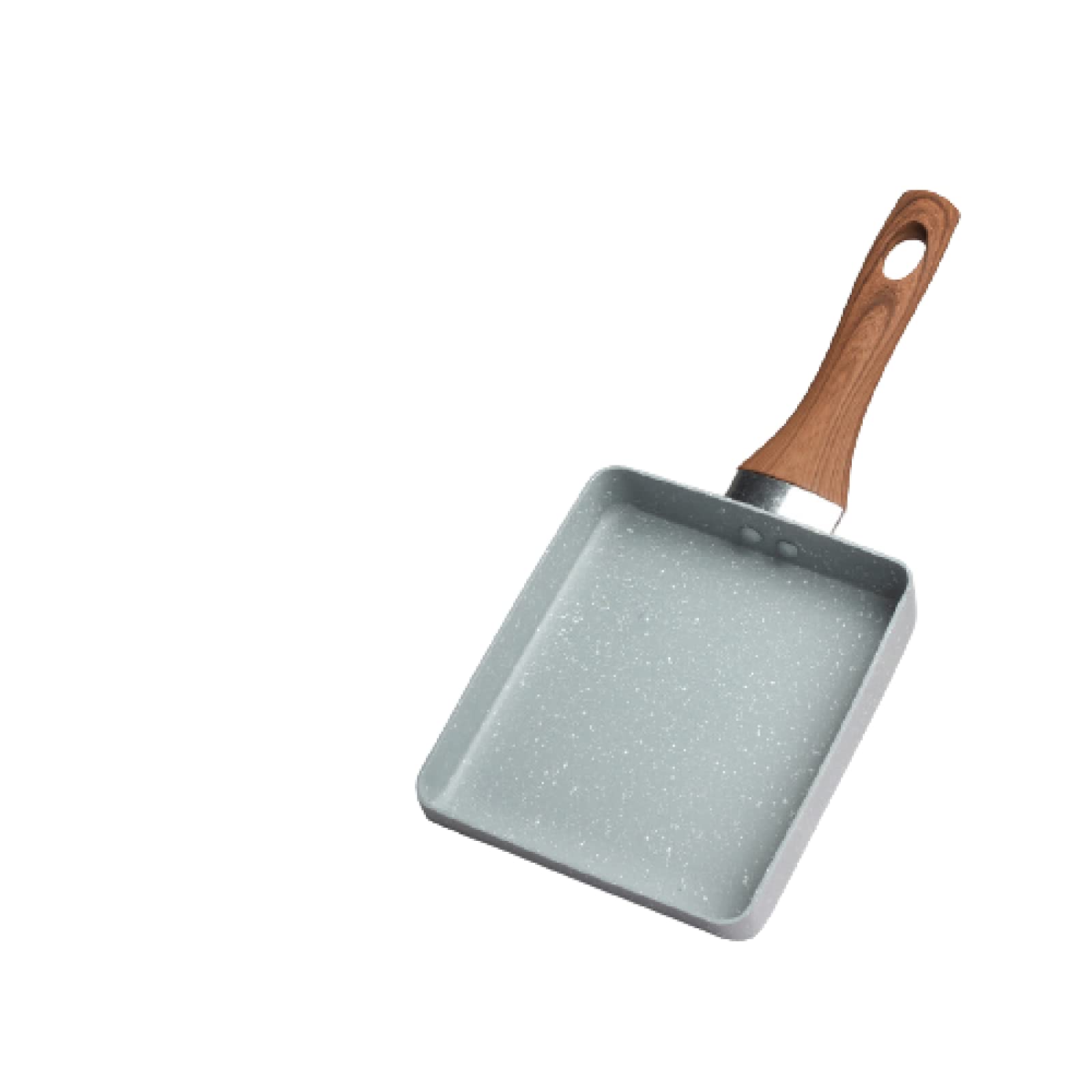 Japanese Style Frying Pan Square Maifan Stone Pot Non-stick Pan 13X18cm黑色木纹柄