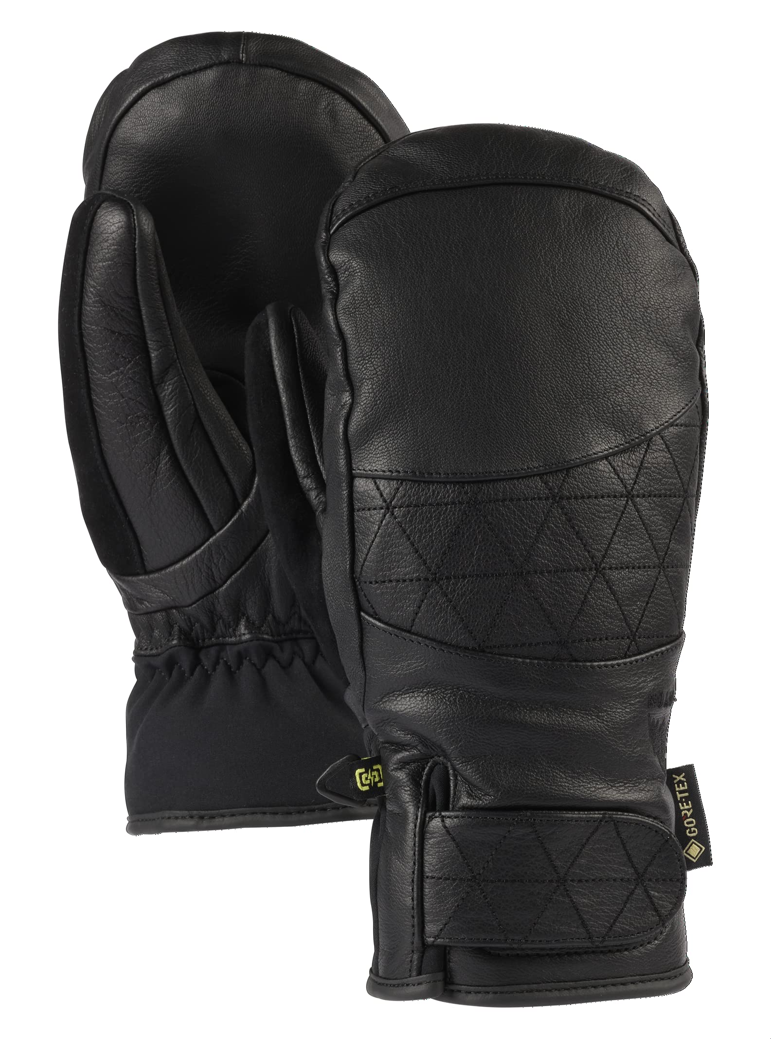 BURTON Women's Standard Gondy Gore-TEX Leather Mittens, True Black, Large