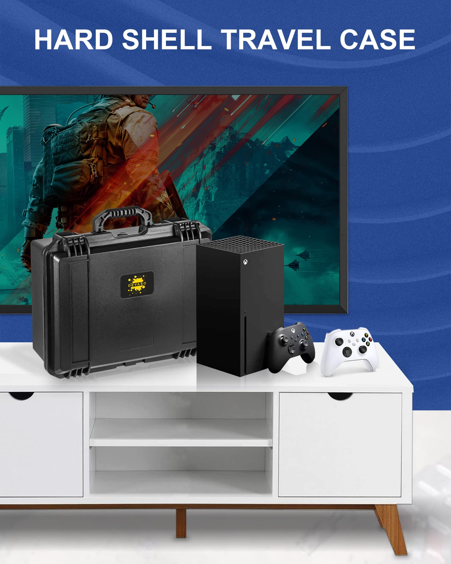 DEVASO Hard Carrying Case Compatible with Xbox Series X, Professional Deluxe Waterproof Case Soft Lining Hard Case for Xbox Series X Console, Controllers, Headset and Other Accessories