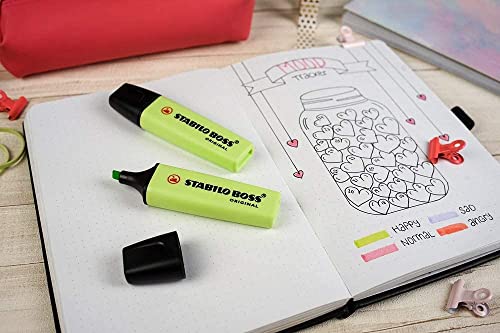 Highlighter - STABILO Boss Pastel Wallet of 4 Assorted Colours, 4 Colours - Mix 2