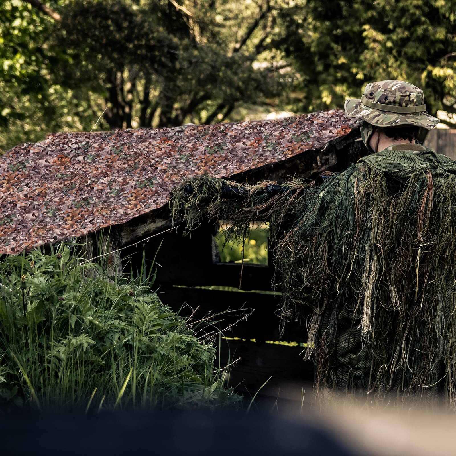 Camo Netting, Bulk Roll Camouflage Netting Desert Army Camo 5 x 6.56 ft, Military Hunting Mesh Nets Free Cutting for Hunting Blind Sunshade Shooting Theme Party Decoration