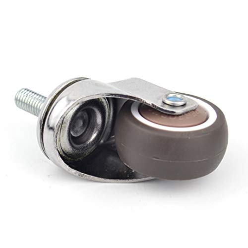 Norgail 1 Inch Small Tiny Shopping Cart Wheel Replacement Swivel Caster Wheels Soft Rubber TPE M6x 15mm Mini Threaded Stem Caster Wheel, 33lb/15kg Load Capacity, Set of 4