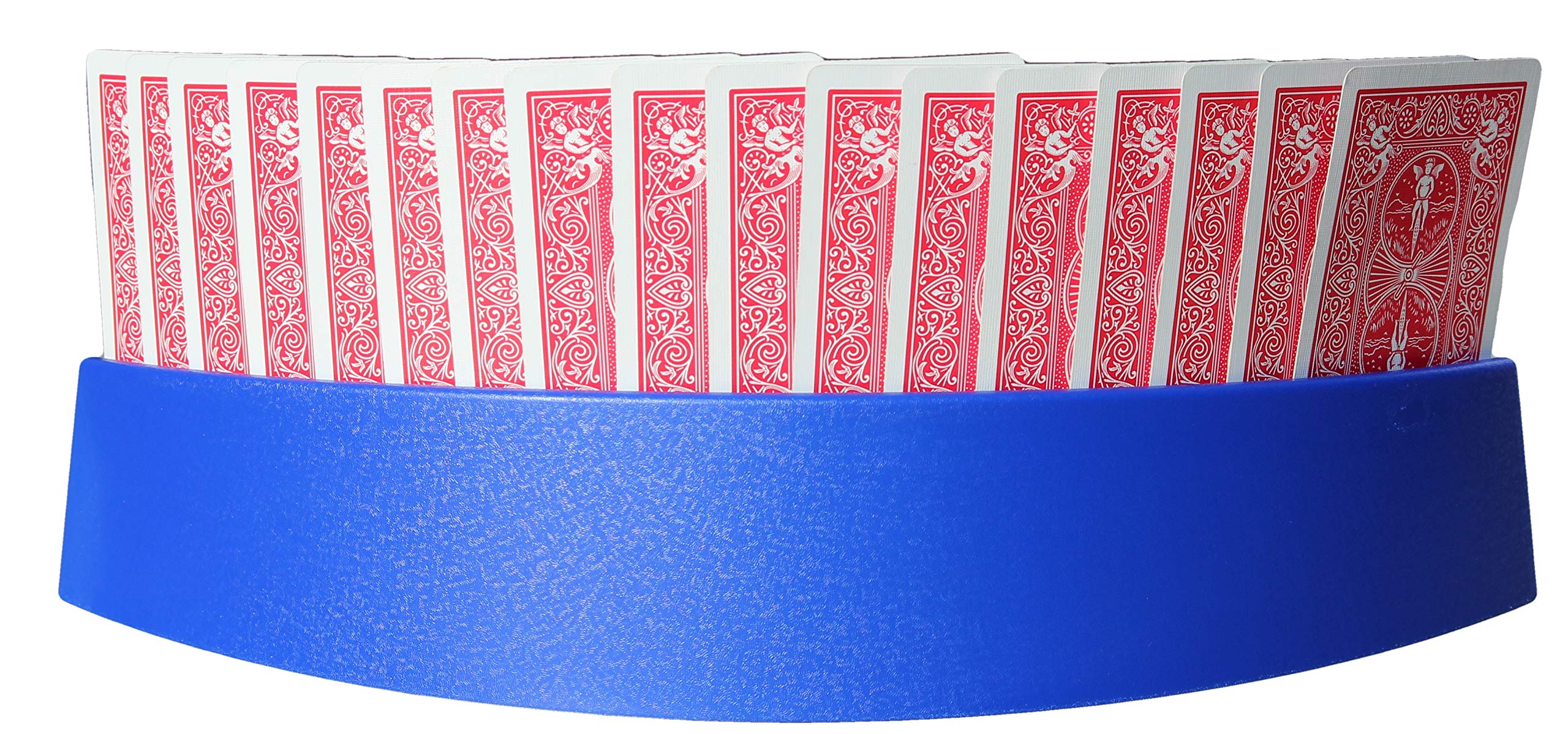 Twin Tier Premier Playing Card Holder (Set of 2) - Holds Up to 32 Playing Cards Easily - 12 1/2" x 4 1/2" x 2 1/4" - Stack for Storage - Made in The USA (Blue)