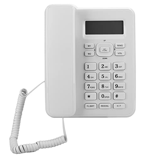 Eboxer Corded Telephone, Large Button Business Landline Phone, DTMF FSK Dual System, with LCD Screen Display, 16 Ringtones, for Household Hotel Domestic Home Office, White