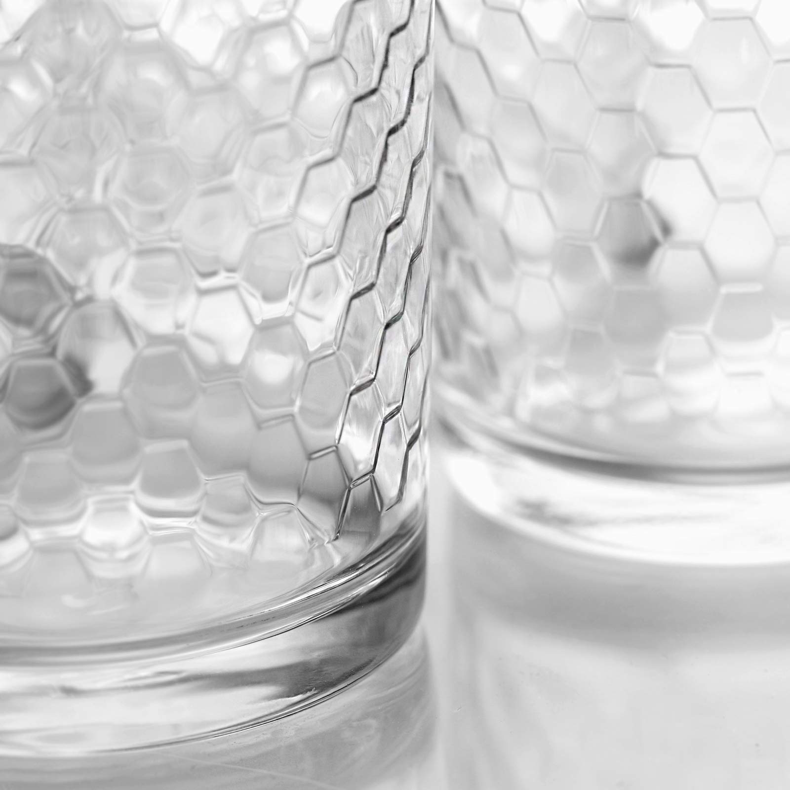 Circleware Paragon Honeycomb Set of 10 Heavy Base Highball Tumbler Drinking Glasses, Beverage Glassware Ice Tea Cups for Water, Juice, Milk, Beer, 10 Count (Pack of 1)
