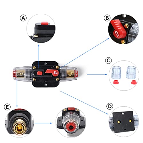 Circuit Breaker 150/100/50/30/20/40/60/80A 12V Car Truck Audio Modification Stereo Amplifier Circuit Breaker Automatic Reset Fuse Holder Switch (Color : 150a, Size : Black)