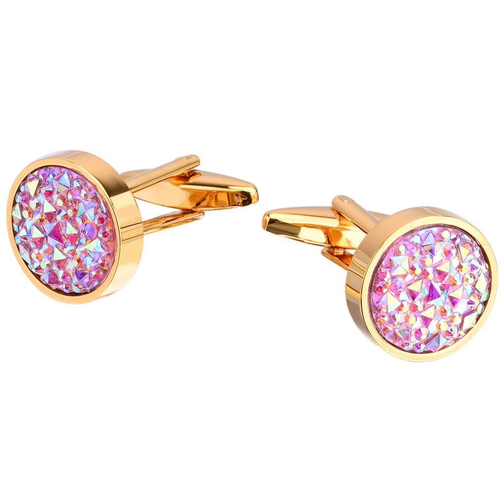 Classic Round Men's Cufflinks Fashion Crystal Wedding Business Shirt Cuff Link Garment Accessories (Color : A, Size : One Size) (A One Size)