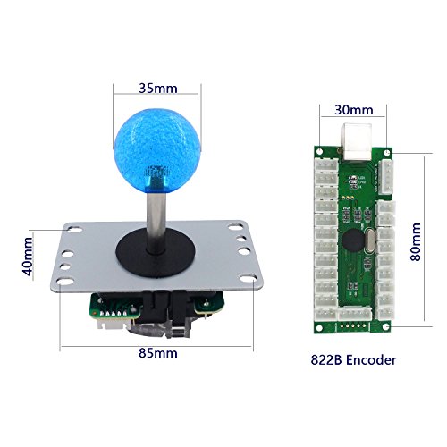 SJ@JX Arcade 2 Player Game Controller Stick DIY Kit LED Buttons MX Microswitch 8 Way Joystick USB Encoder Cable for PC MAME Raspberry Pi Red Blue